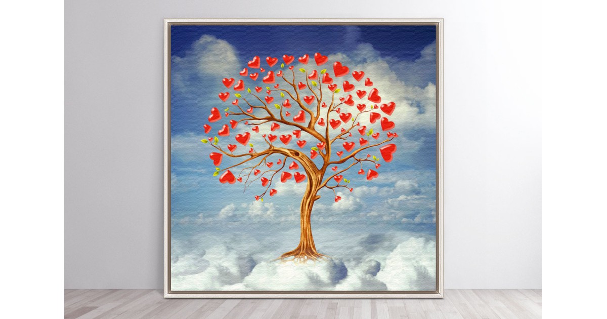 ΔΕΝΤΡΟ ΜΕ ΚΑΡΔΙΕΣ ΣΤΑ ΣΥΝΝΕΦΑ - ΠΙΝΑΚΑΣ ΚΑΜΒΑΣ