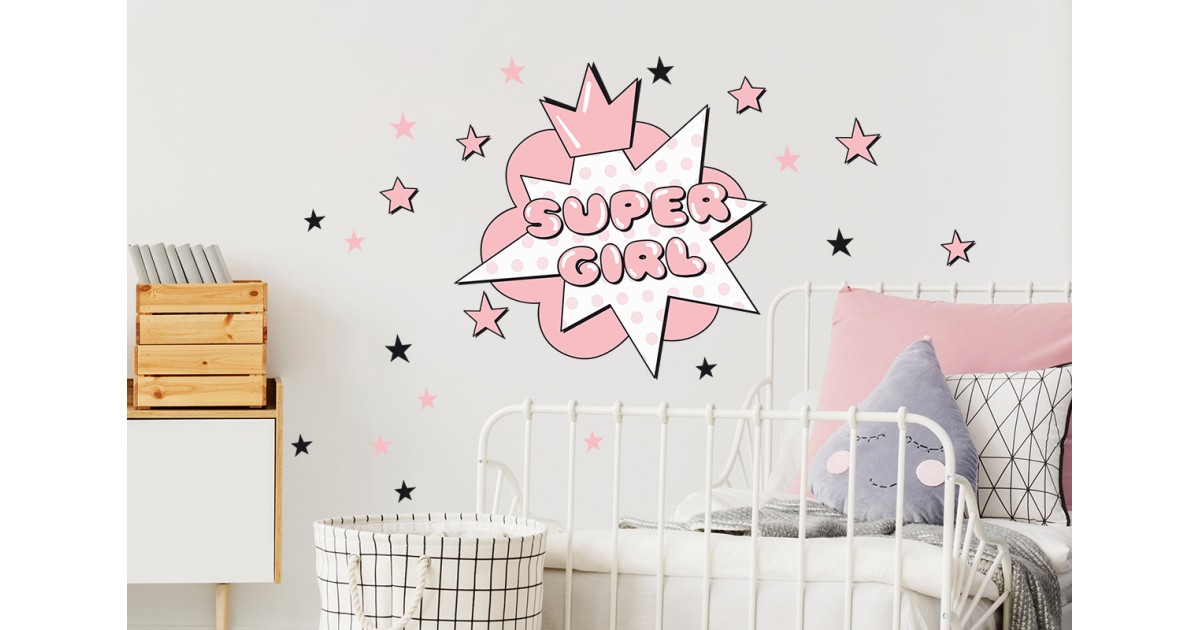SUPER GIRL ΜΕ ΑΣΤΕΡΙΑ - ΑΥΤΟΚΟΛΛΗΤΟ ΤΟΙΧΟΥ