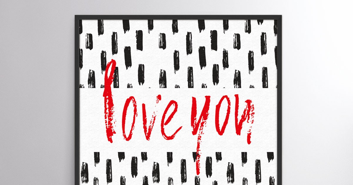 LOVE YOU ΣΕ ΑΣΠΡΟΜΑΥΡΟ ΦΟΝΤΟ - ΠΙΝΑΚΑΣ ΚΑΜΒΑΣ